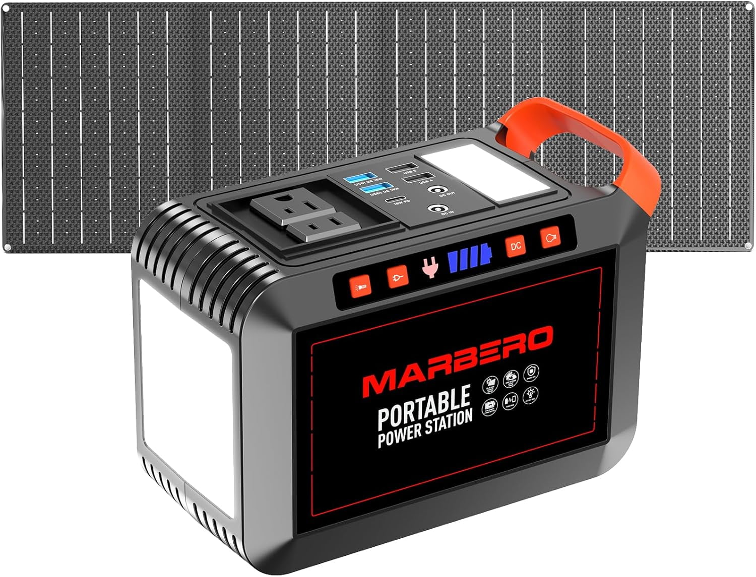 MARBERO 88.8Wh Solar Powered Generator with 21W Solar Panel AC 120W ...