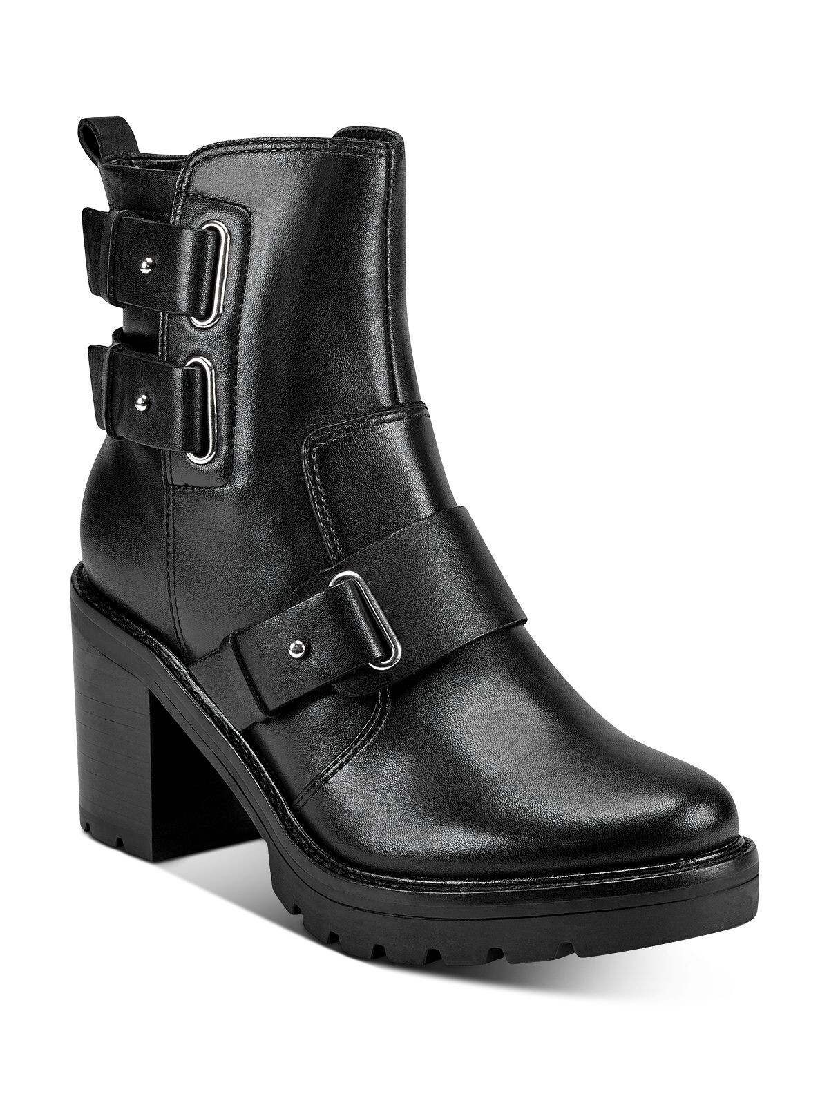 MARC FISHER Womens Black Prong Straps Cushioned Dream Round Toe Stacked ...