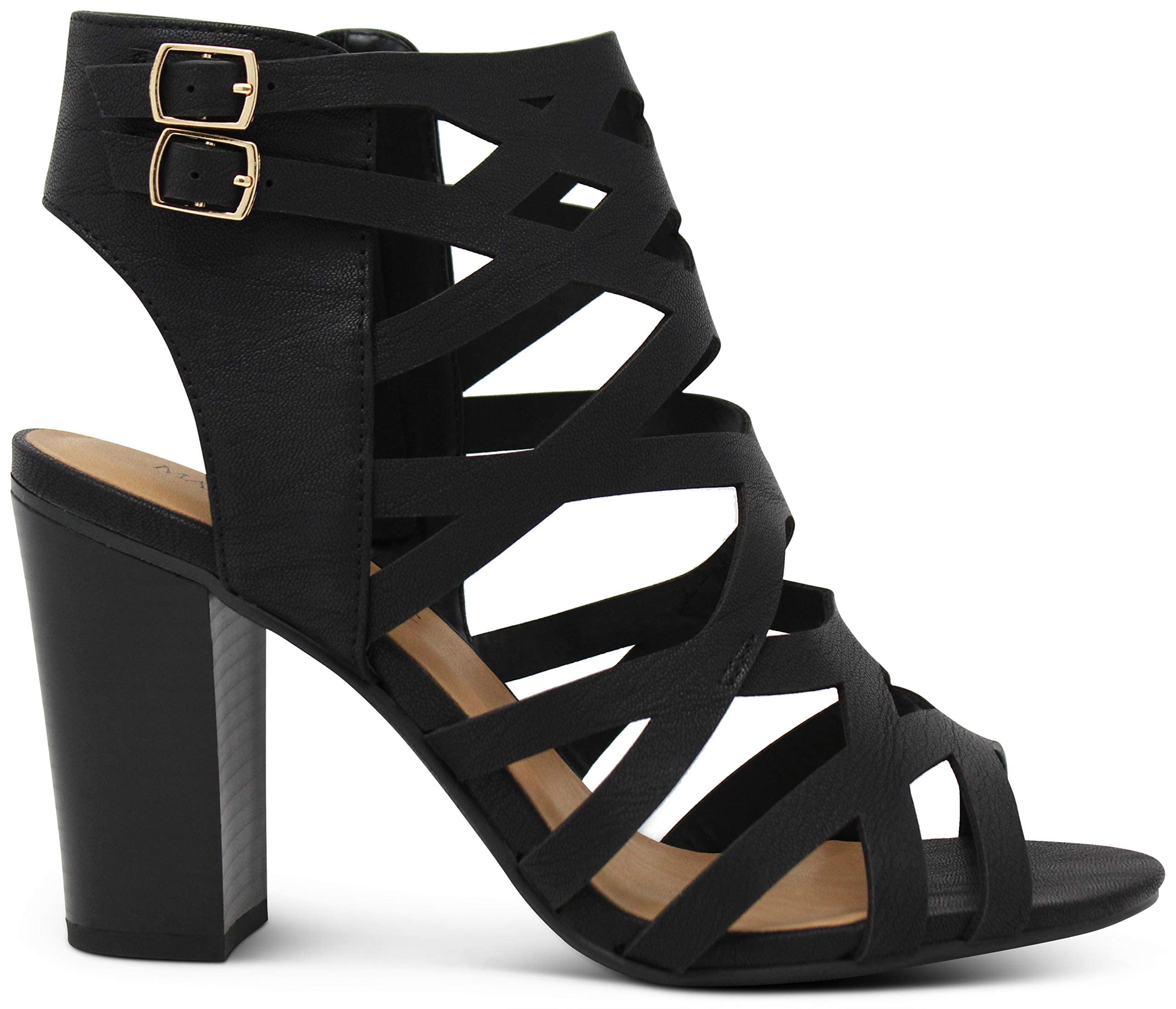 MARCO REPUBLIC Casablanca Women's Open Toe Stacked Chunky Block Heel ...