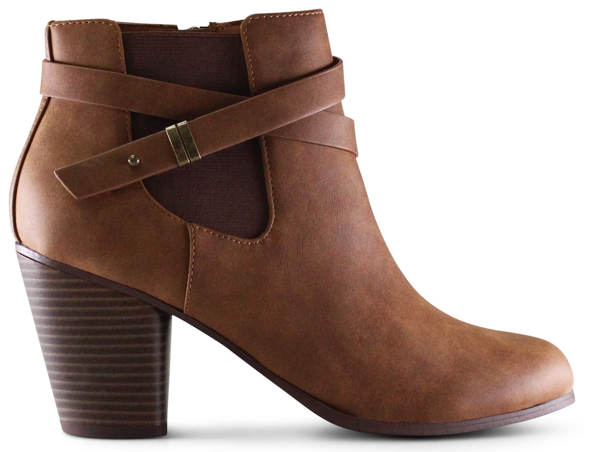 MARCO REPUBLIC Montreal Women's Ankle Boots Almond Toe Mid Heel Chunky ...