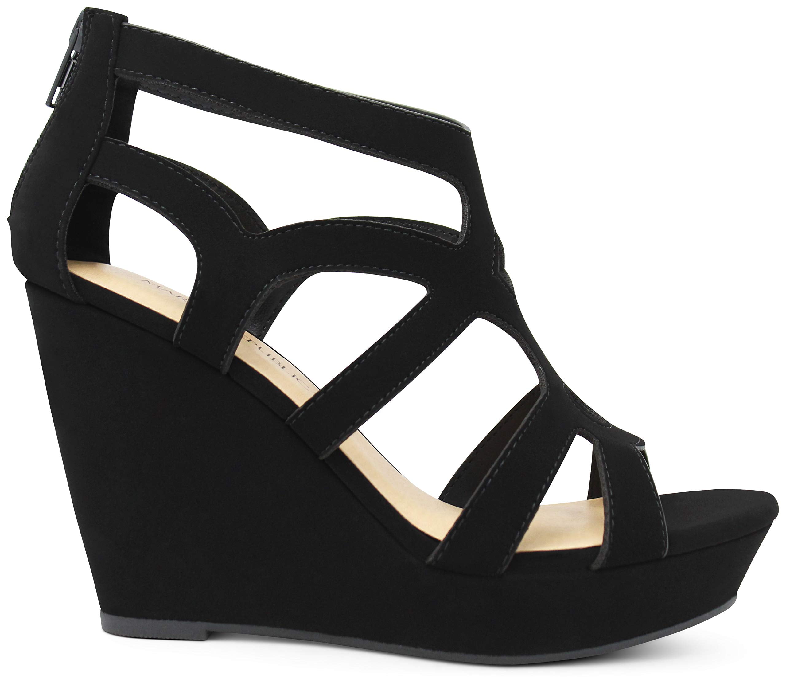 MARCO REPUBLIC Peru Women's Open Toe Wedge Heels Platform High Heel ...