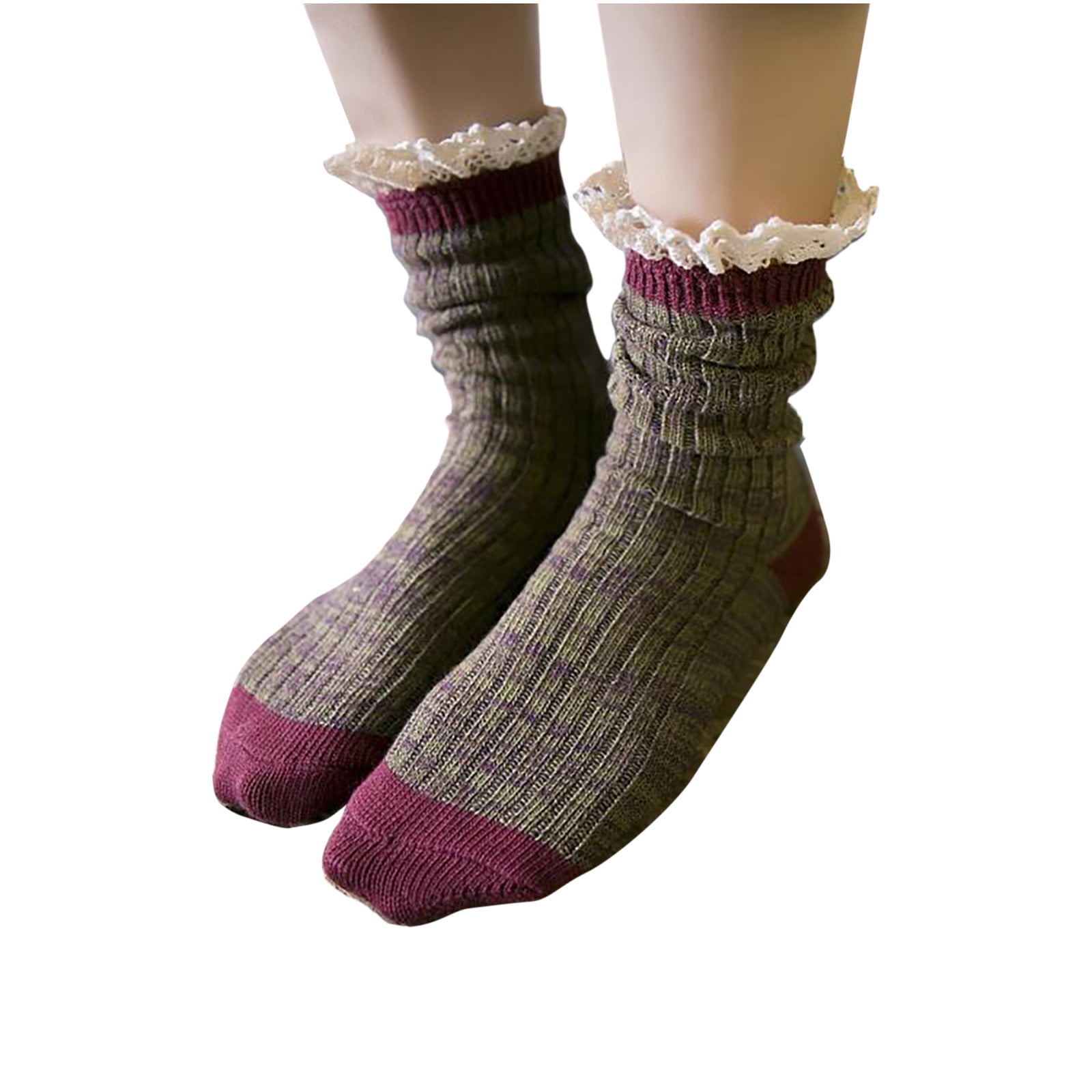 MARCUVMK Winter Women Socks Middle Tube Forestry Mori Lace Stocking ...