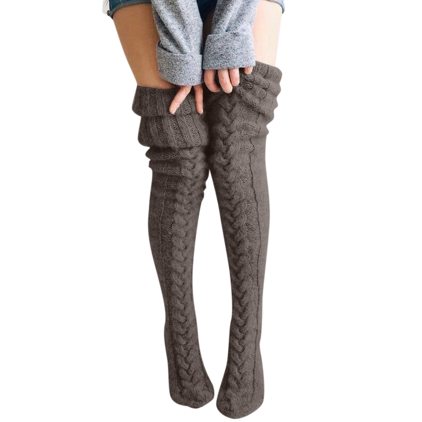 MARCUVMK Women Knit Leg Stocking Thigh Long Warmers Knee Cable Boot ...