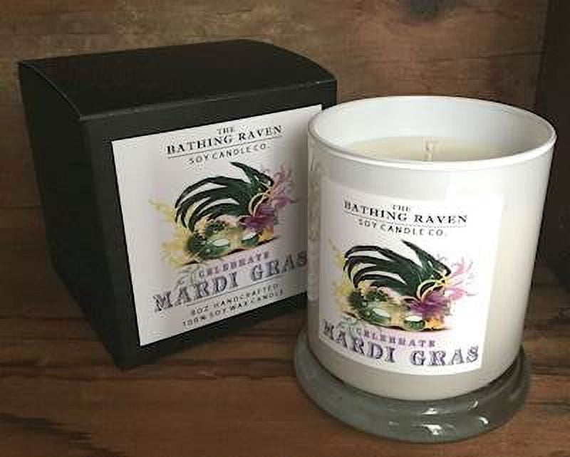 MARDI GRAS - THE BATHING RAVEN New Orleans Scented Soy 8 oz Jar Candle ...
