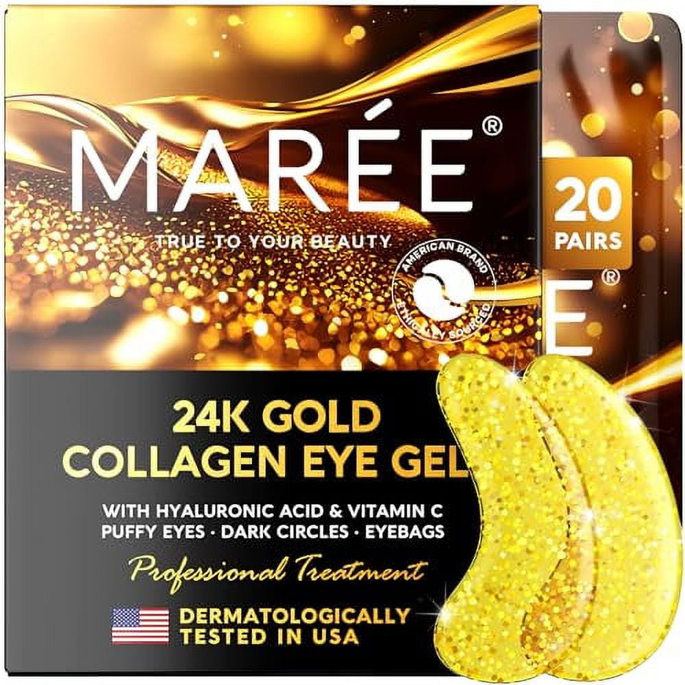 MAREE Under Eye Gels (20 Pairs) - 24K Gold Eye Gels for Puffy Eyes, Dark Circles, Eye Bags ...