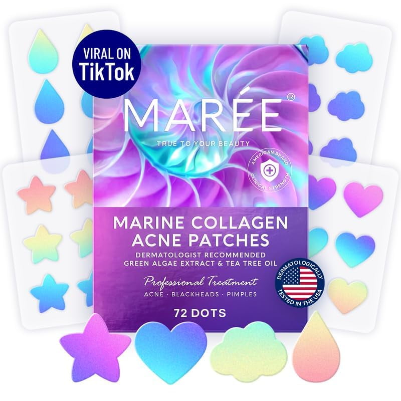 MAREE Star Pimple Patches for Face - Acne Patches - Natural Green Algae ...