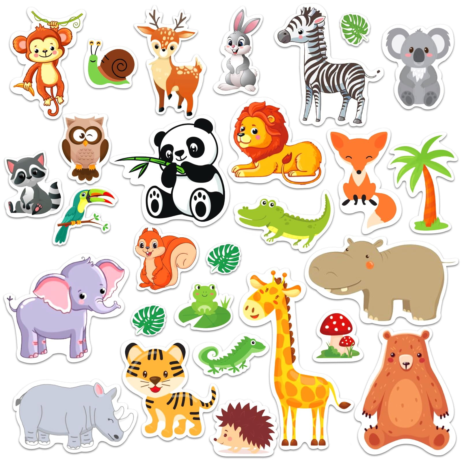 MARFOREVER 50 PCS FEV6 Jungle Animals Window Gel Clings Removable and ...