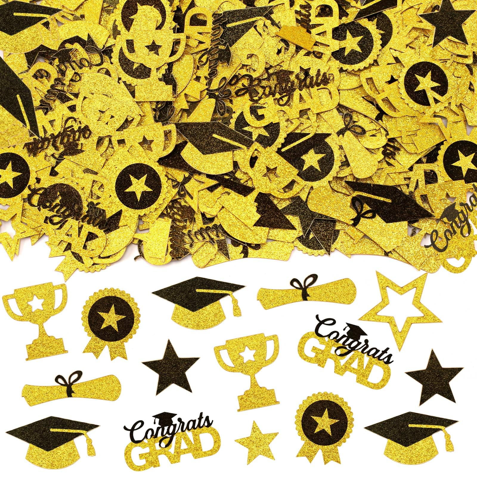 MARFOREVER Black and Gold MMF7 Graduation Confetti Decorations, Class ...