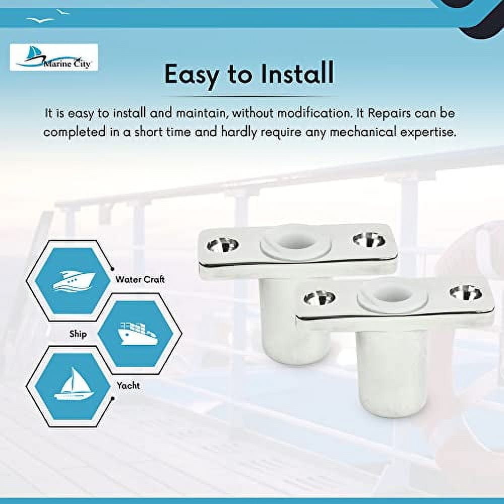 MARINE CITY 316 Grade Polished Stainless Steel 1/2 Inches Shank Top Mount Rowlock/Oarlock Socket ...