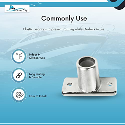 MARINE CITY 316 Grade Polished Stainless Steel 1/2 Inches Shank Top Mount Rowlock/Oarlock Socket ...
