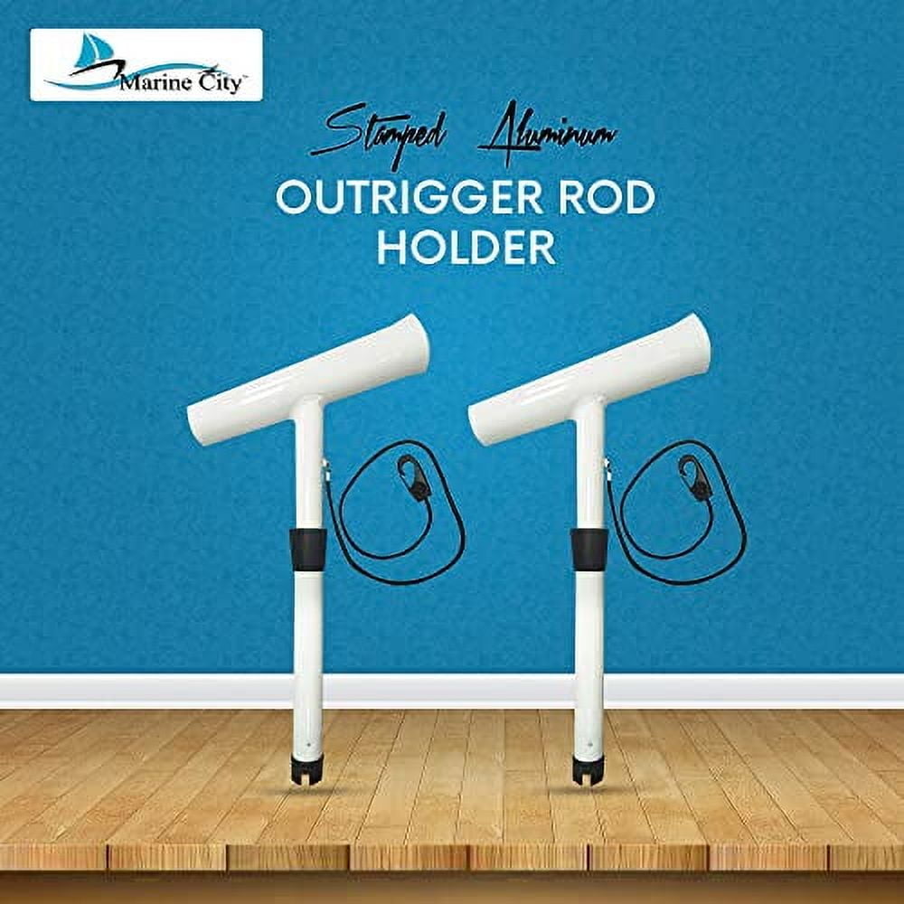 MARINE CITY Aluminum White Fishing Rod Holder Outrigger Plug-in Rod Pod ...