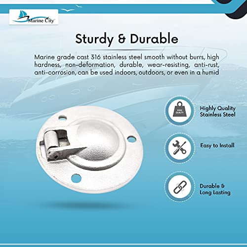 MARINE CITY Flush Hatch Lifting Ring – Round 316 Stainless Steel ...