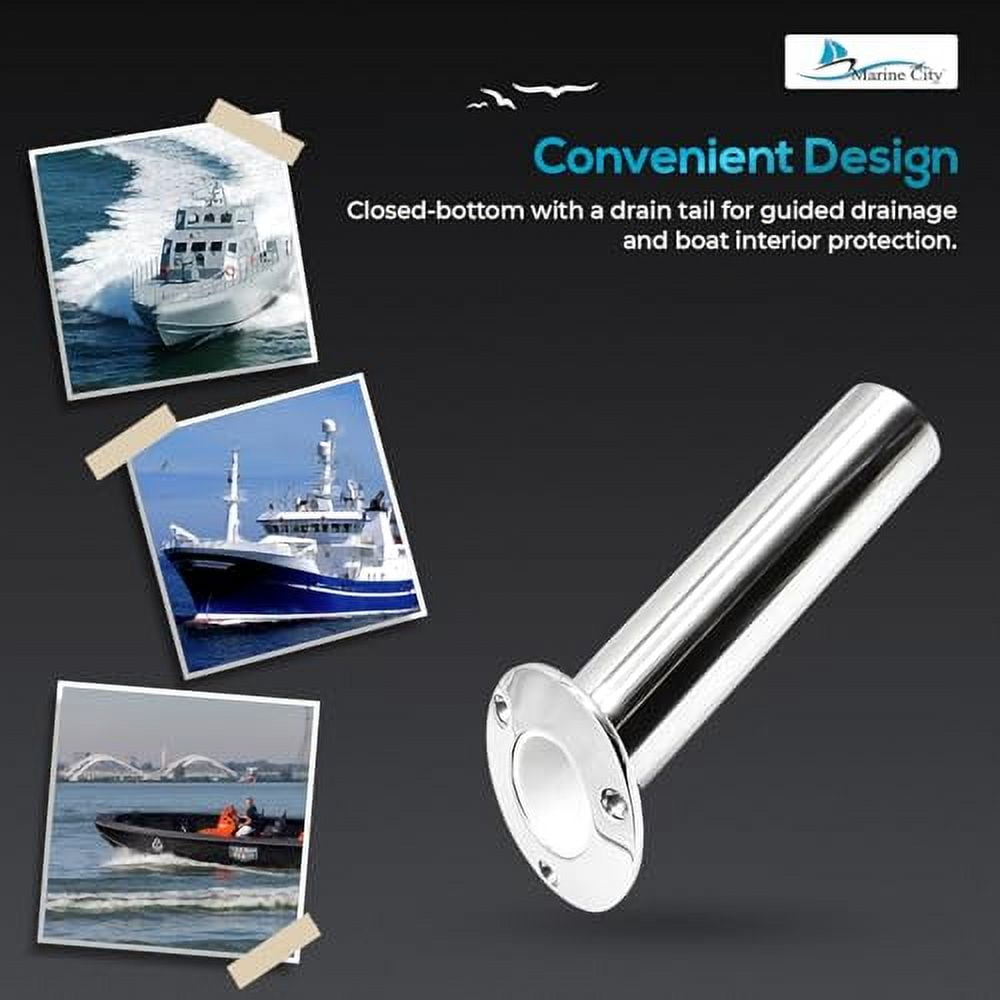 MARINE CITY Rod Holder with Drain Flush Mount Fishing Rod Pole Holders ...