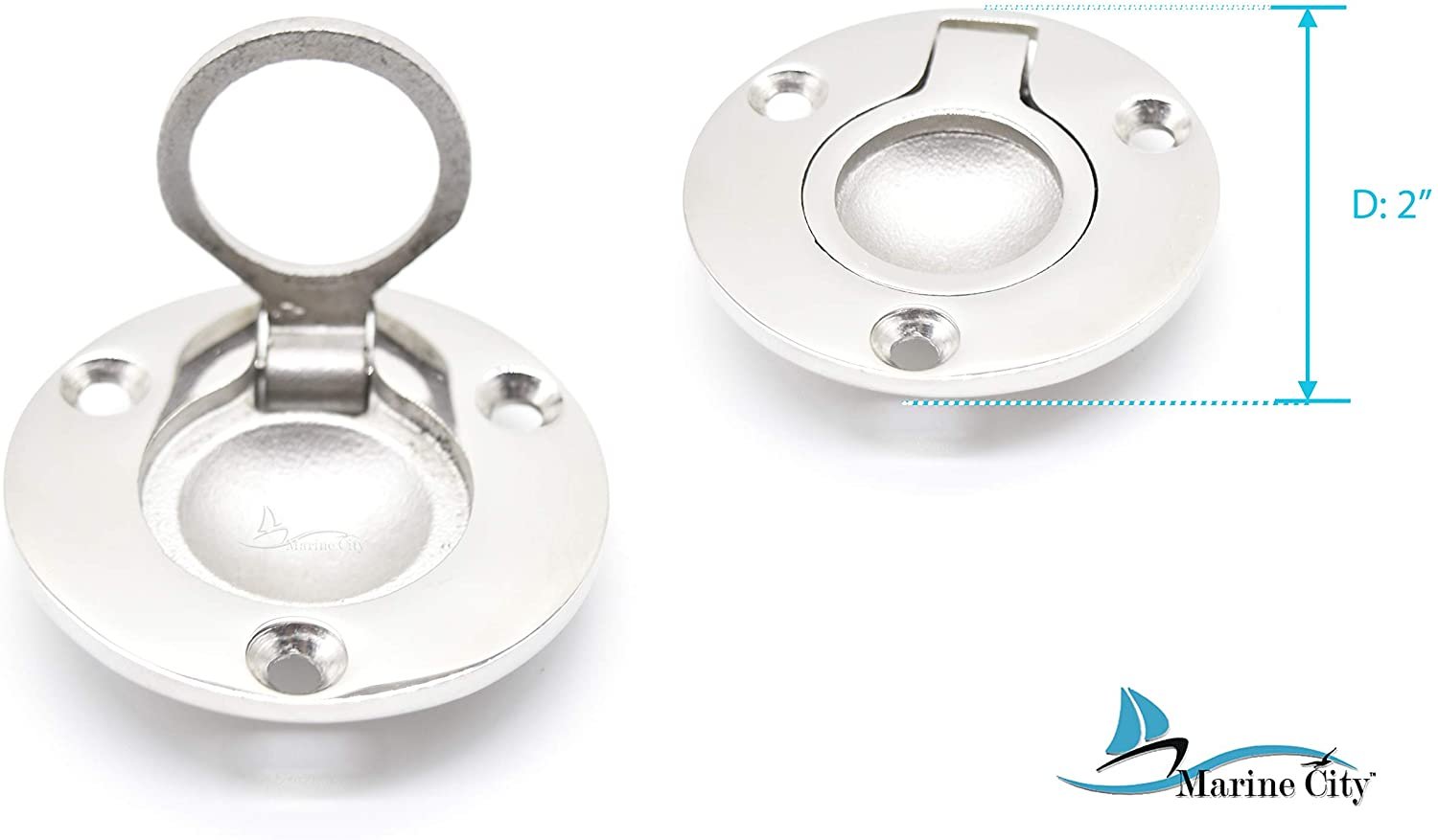 MARINE CITY Round 316-Stainless-Steel Flush Hatch Lifting Ring/Deck ...
