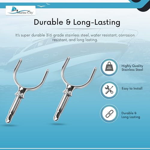 MARINE CITY Shaft Rowlock Oarlock, 316 Stainless Steel, Heavy Duty 1/2 ...
