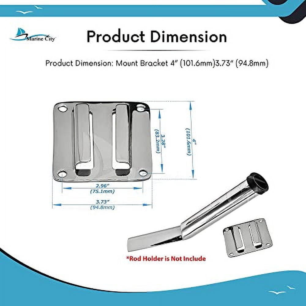 MARINE CITY Stainless Steel Slide Mount Removable Fishing Smooth Mirror ...