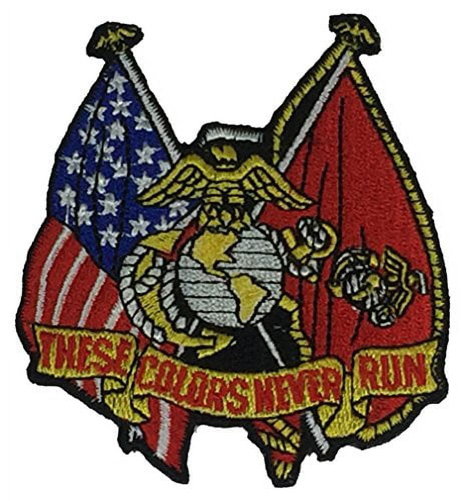 MARINE CORPS THESE COLORS NEVER RUN W/ FLAGS CUTOUT PATCH - COLOR ...