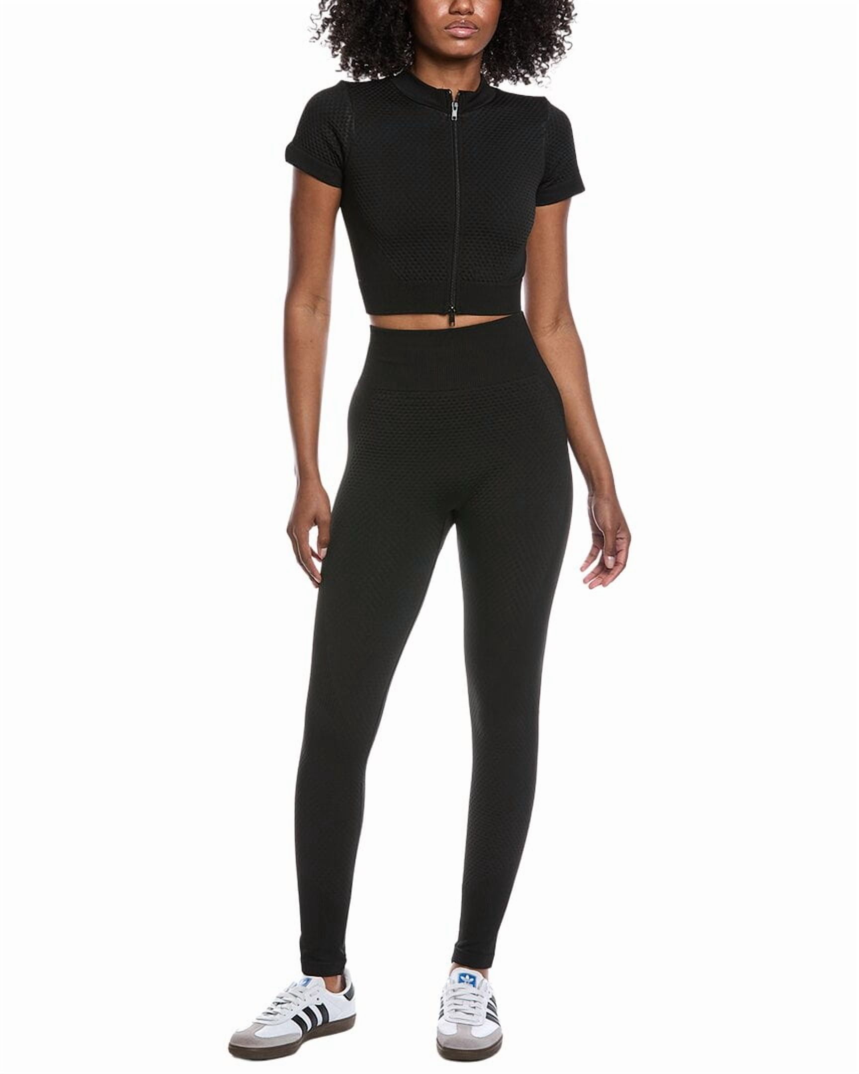MARION womens 2pc Waffle Jacket & Legging Set, os, Black - Walmart.com