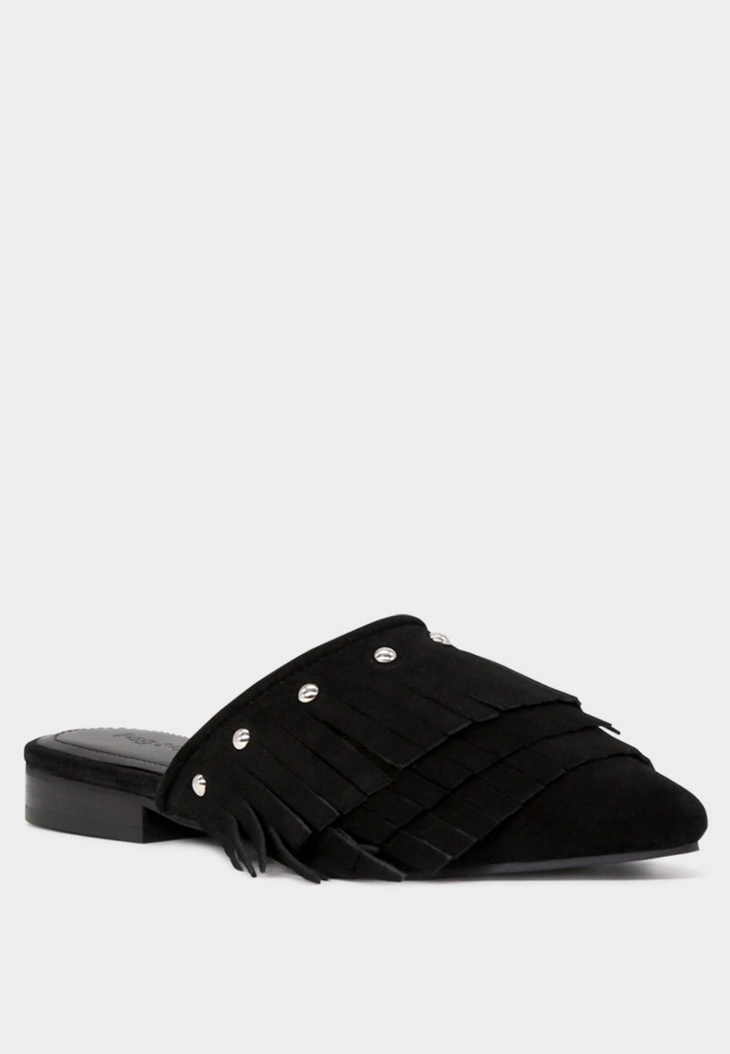MARISSA Black Suede Fringe Mules - Walmart.com