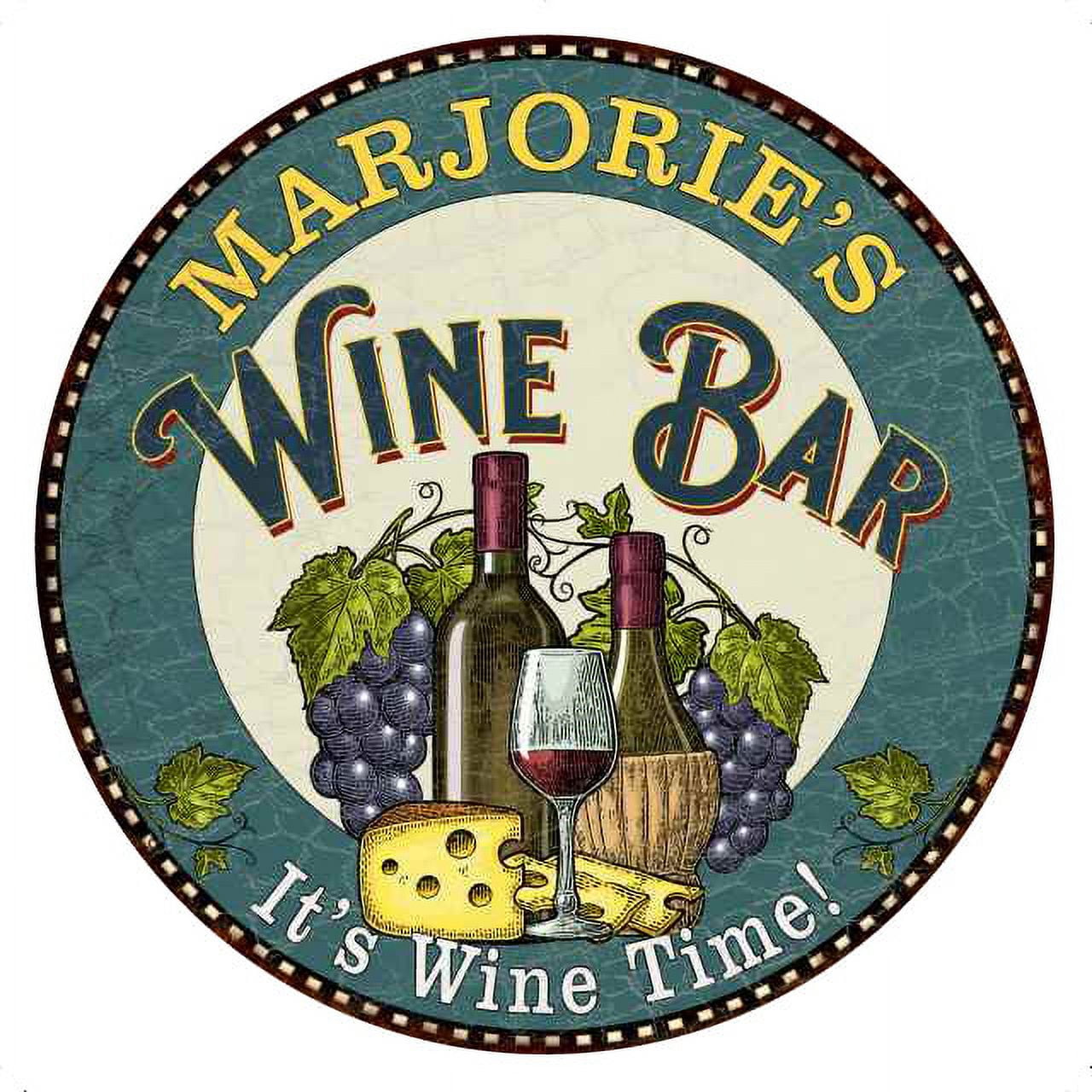 MARJORIE'S Wine Bar 14" Round Metal Sign Wall Decor 100140043449 ...