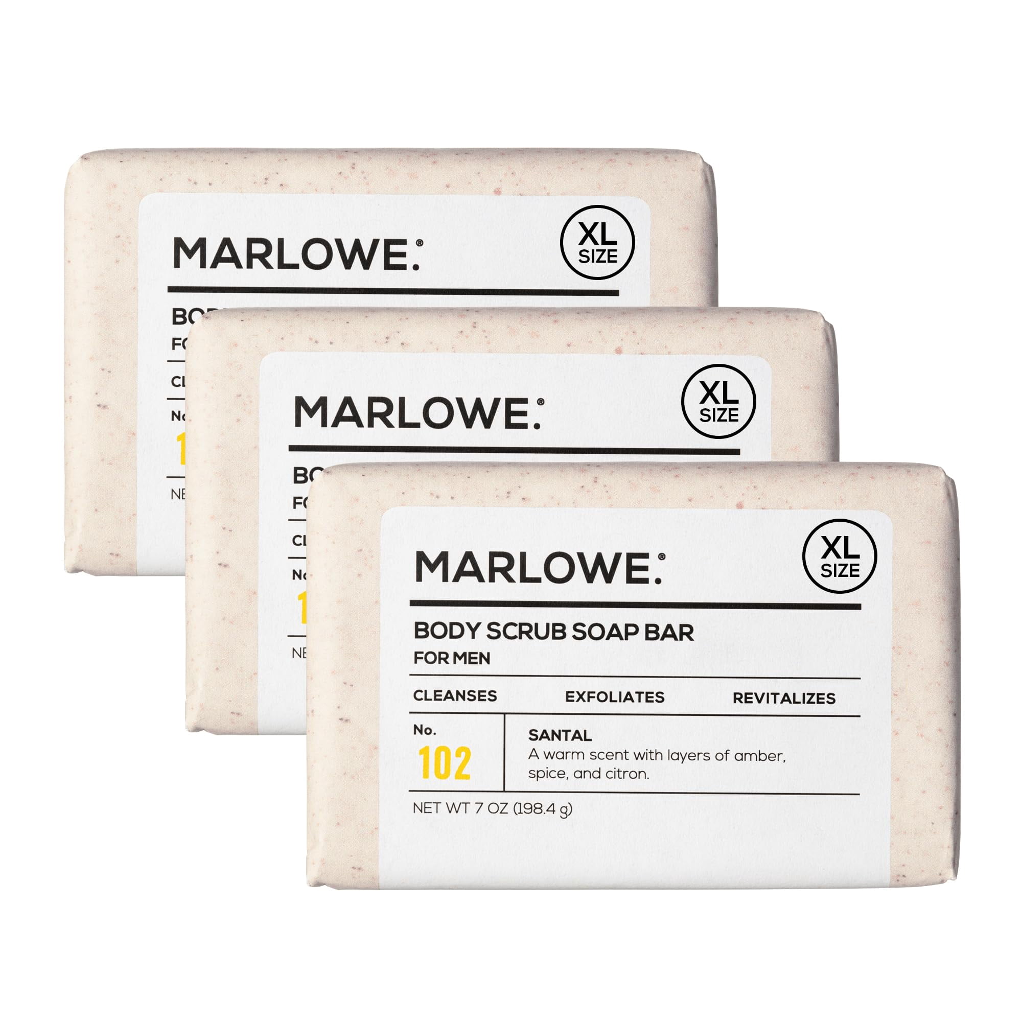 MARLOWE. No. 102 Body WHF2 Scrub Soap 7 oz Santal, Exfoliating Soap Bar ...