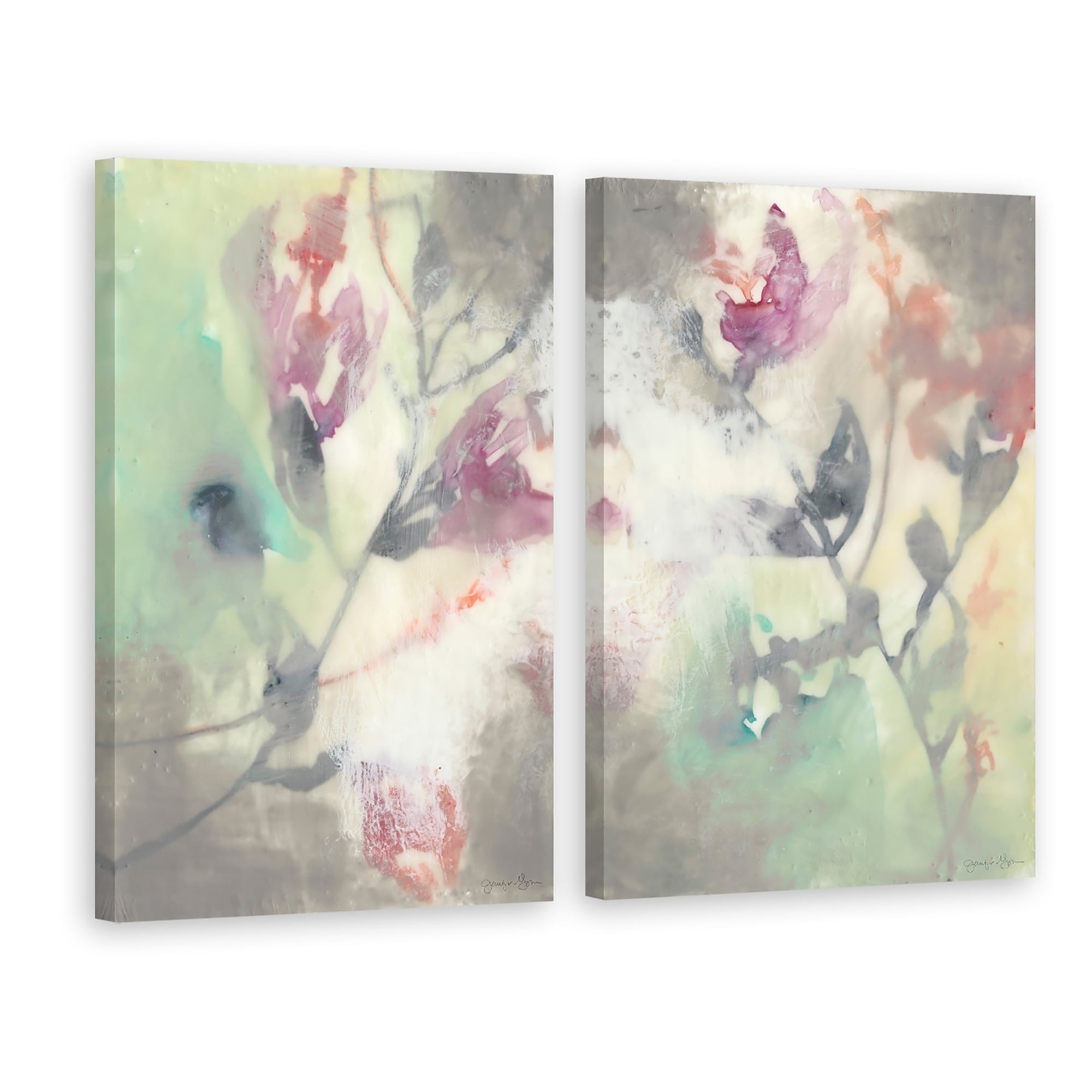 MARMONT HILL - Handmade Clouded Flowers Diptych - Multi-Color 2pcs of ...