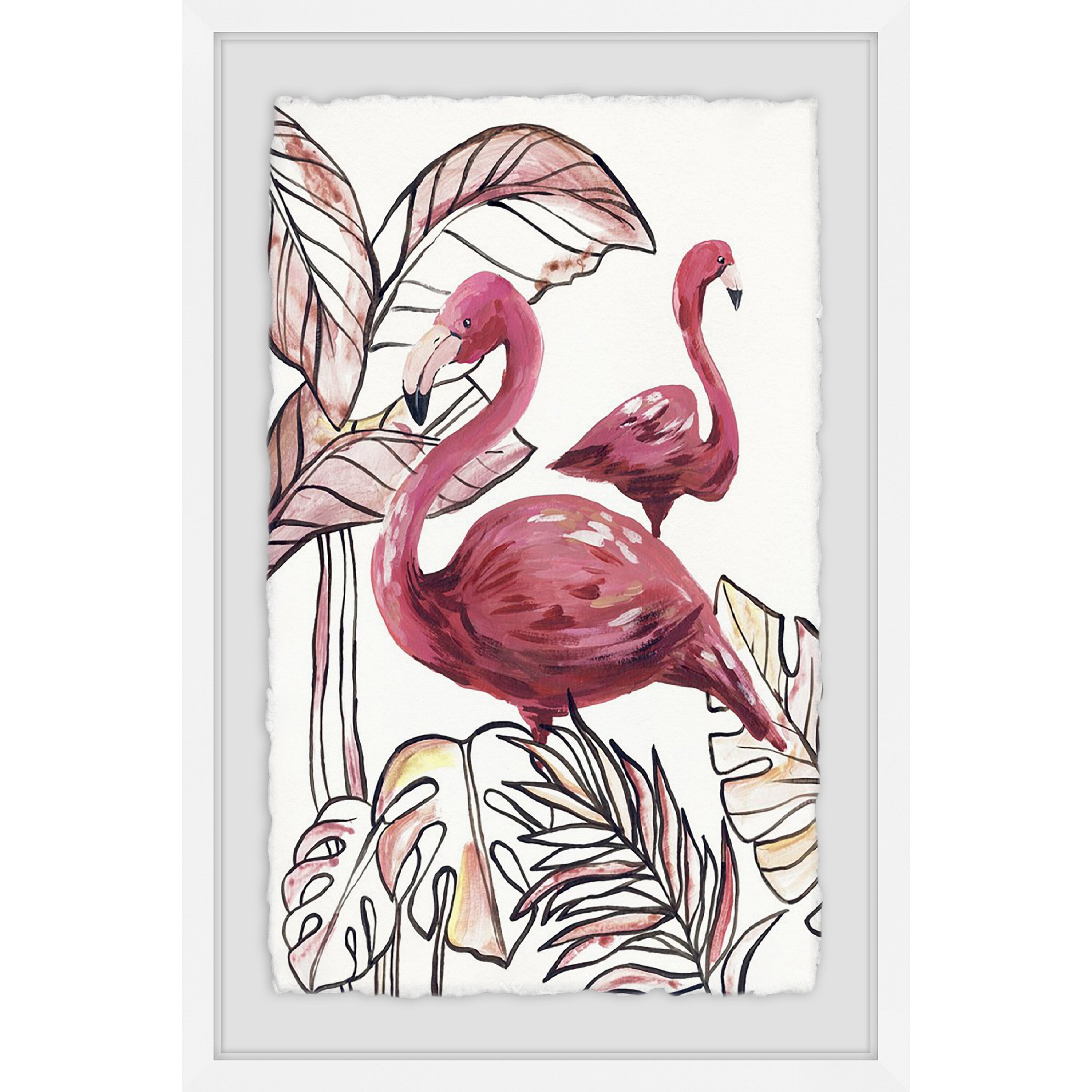 MARMONT HILL 'Tropical Flamingos II' Framed Painting Print - Multi ...