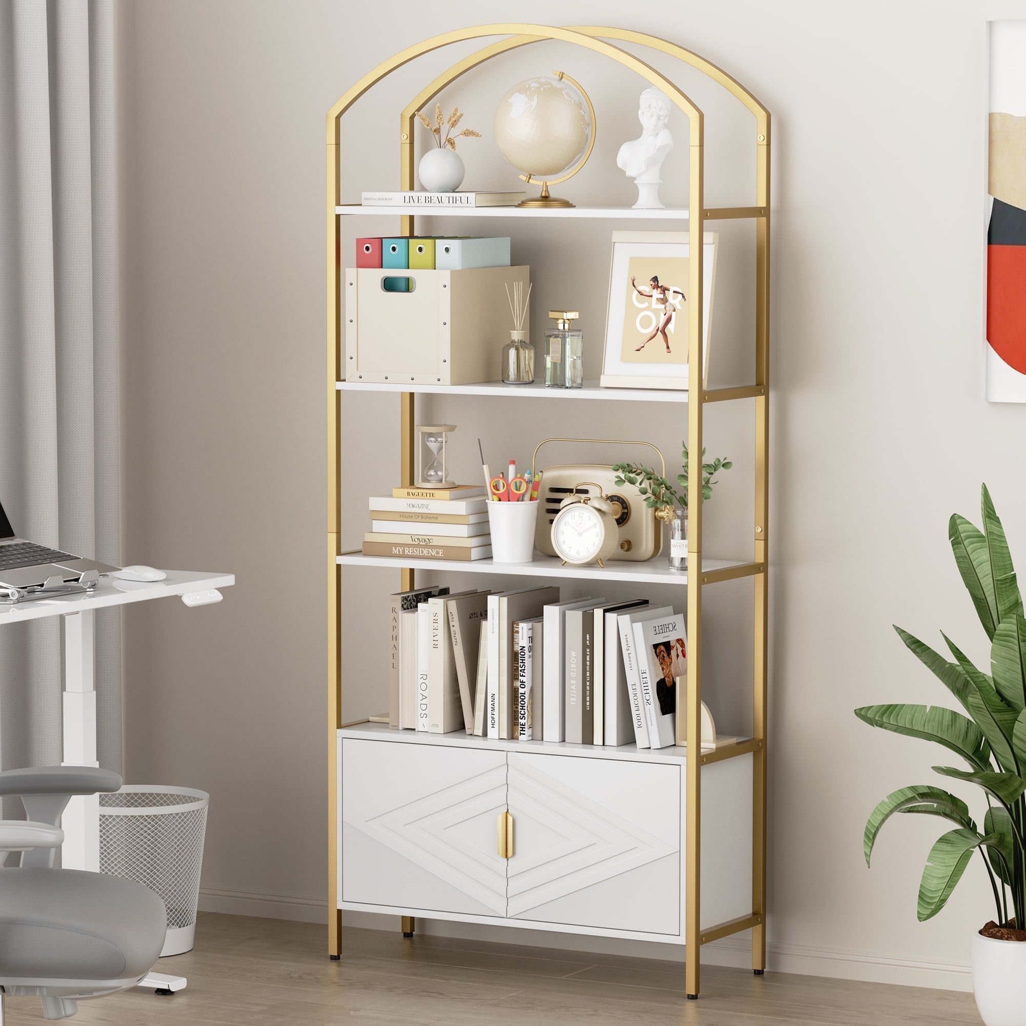 MARNUR 5-Tier Bookshelf, 71" Modern Sturdy Bookcase with Storage ...