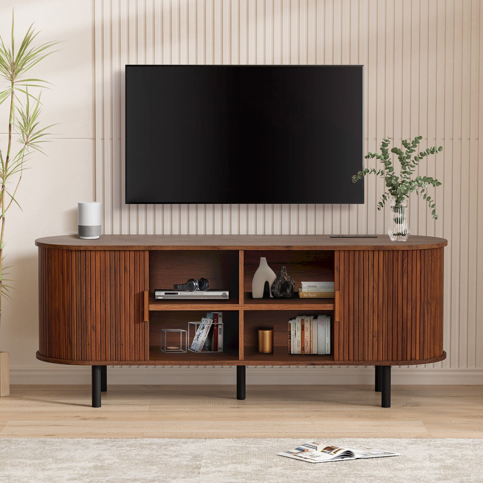 "MARNUR 55"" Wooden TV Stand for 60"" TV, Modern Entertainment Center ...