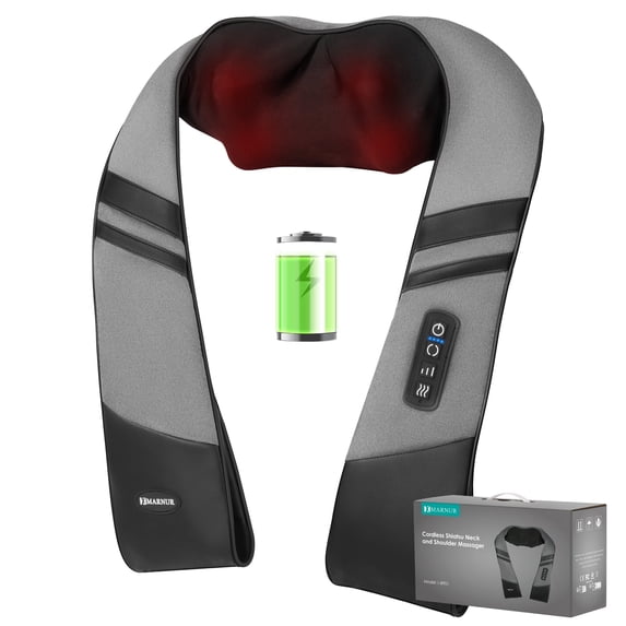 MARNUR Cordless Neck and Shoulder Massager, Rechargeable Shiatsu with ...