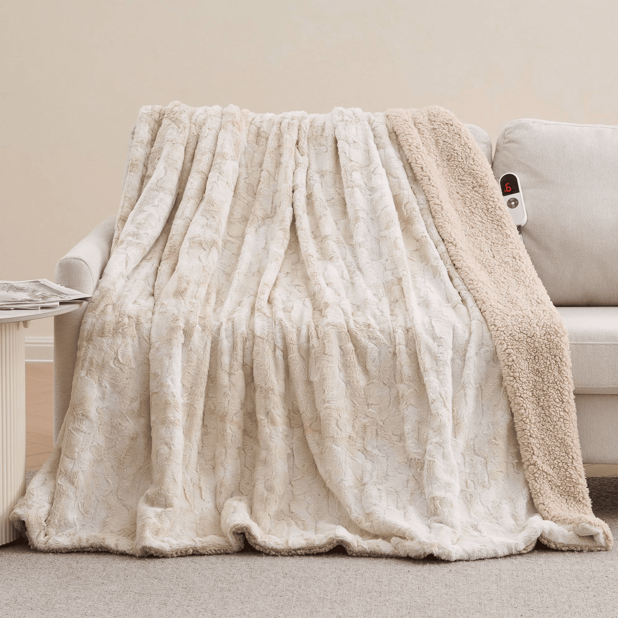 MARNUR Heated Blanket Electric Throw 50" x 60", Soft Faux Fur & Shu ...