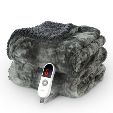 MARNUR Electric Throw Blanket 50"x60", Faux Fur Heated Throw, 6 Heating ...