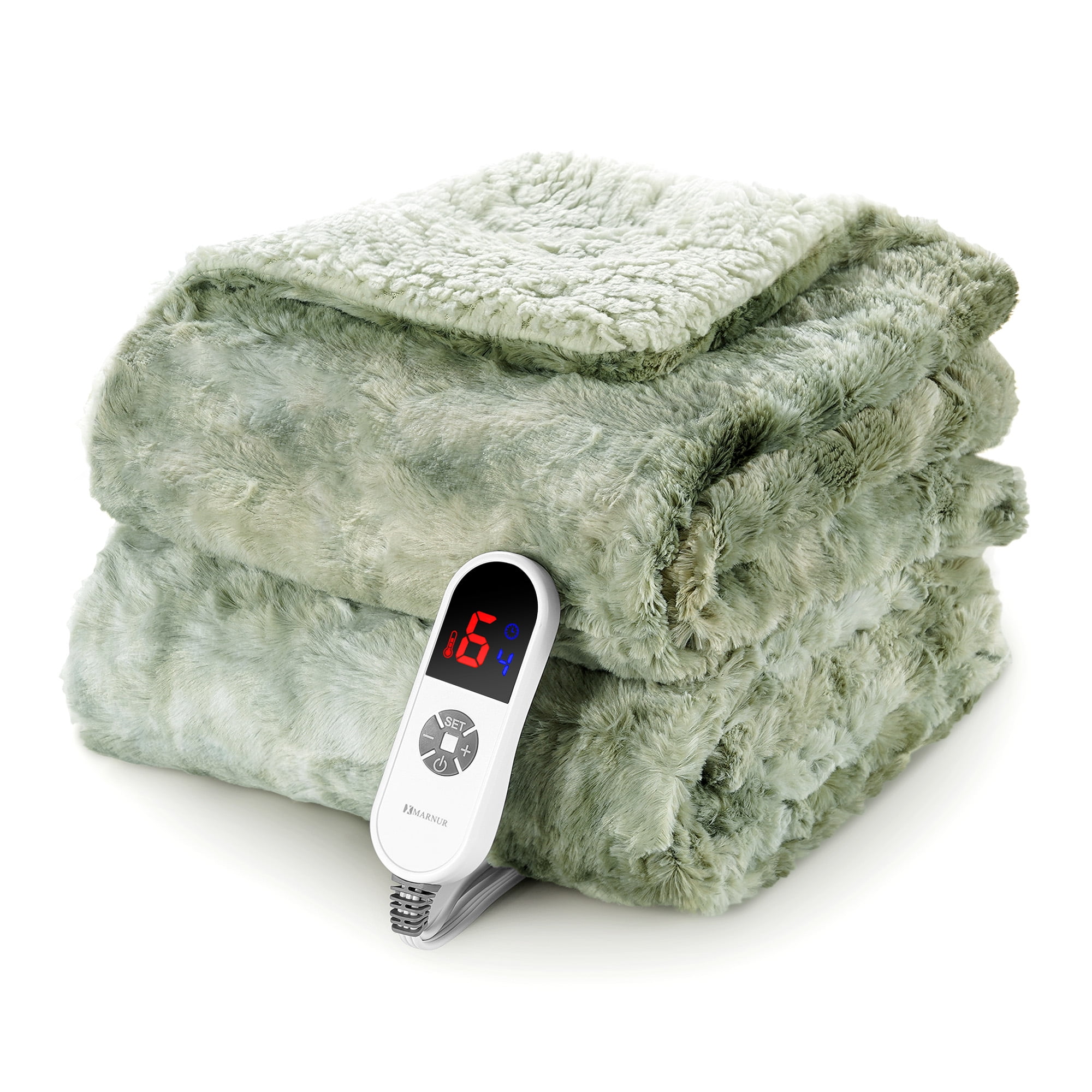 MARNUR Electric Throw Blanket 50" x 60", Soft Faux Fur, Large LED ...