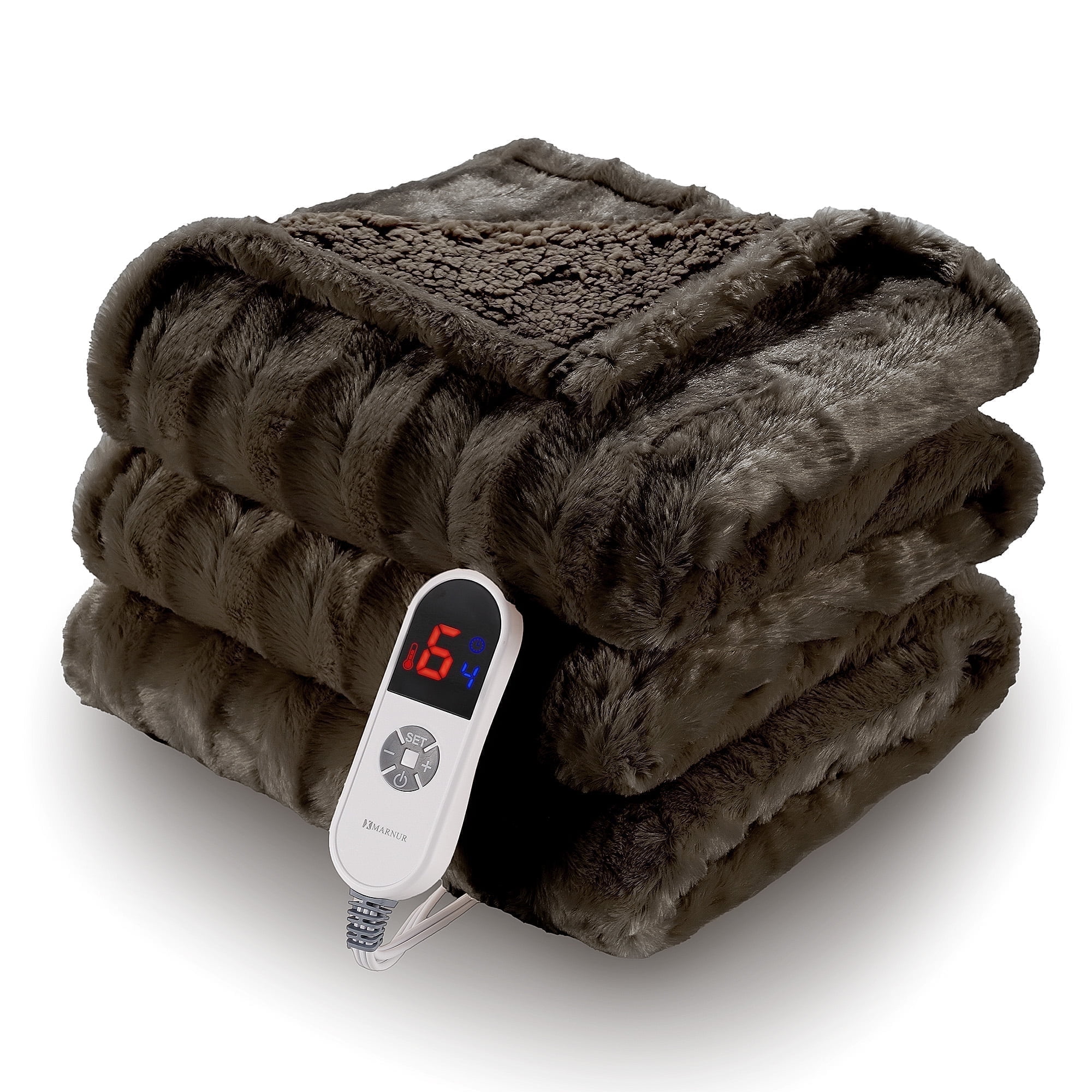 MARNUR Electric Throw Blanket Extra Large Size, 60" x 70" Soft Faux Fur ...