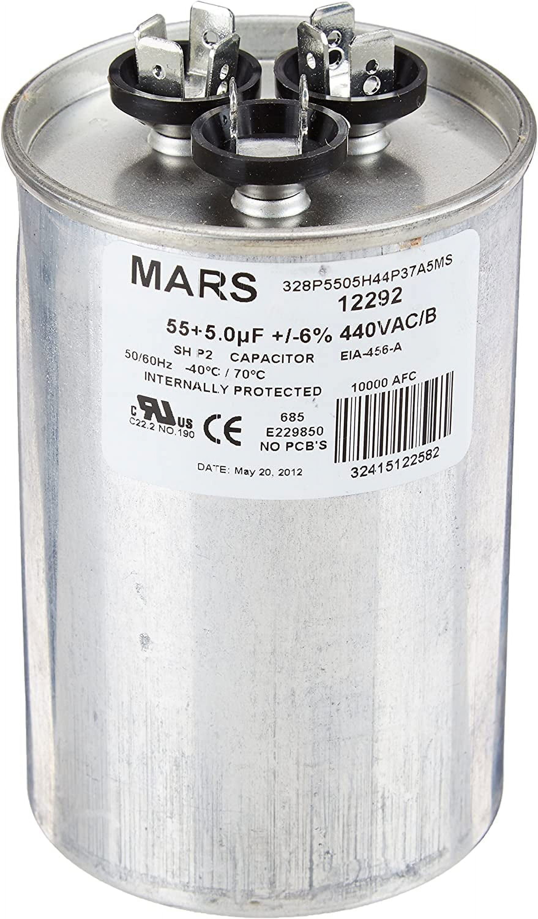MARS 12292 Electric Motor Round Run Capacitor (55/5 MFD - 440 V ...