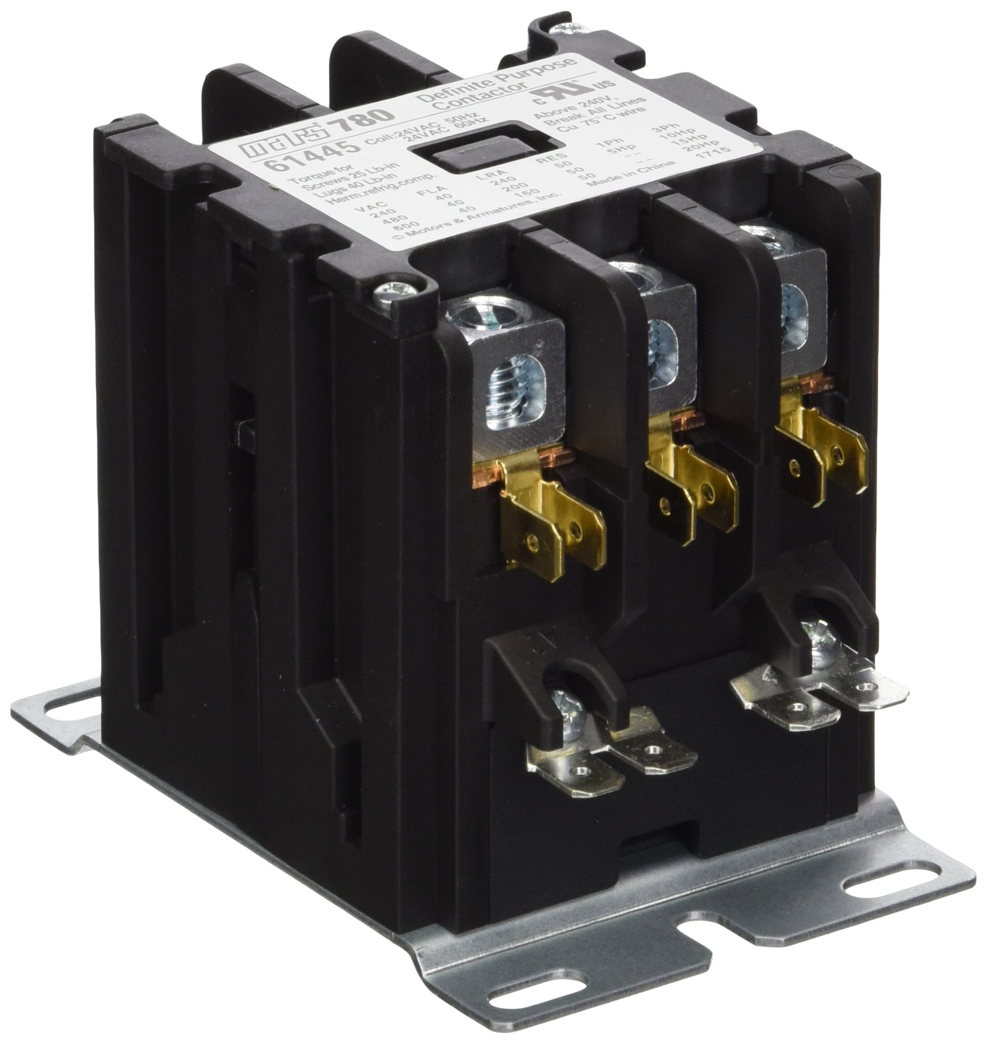 MARS - Motors & Armatures 61445 3P 40A 24V Box Lug Term - Walmart.com