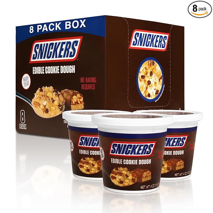 Cookie Dough Bites Spoonable Candy Snickers 8 tubs 32 ounce - Walmart.com