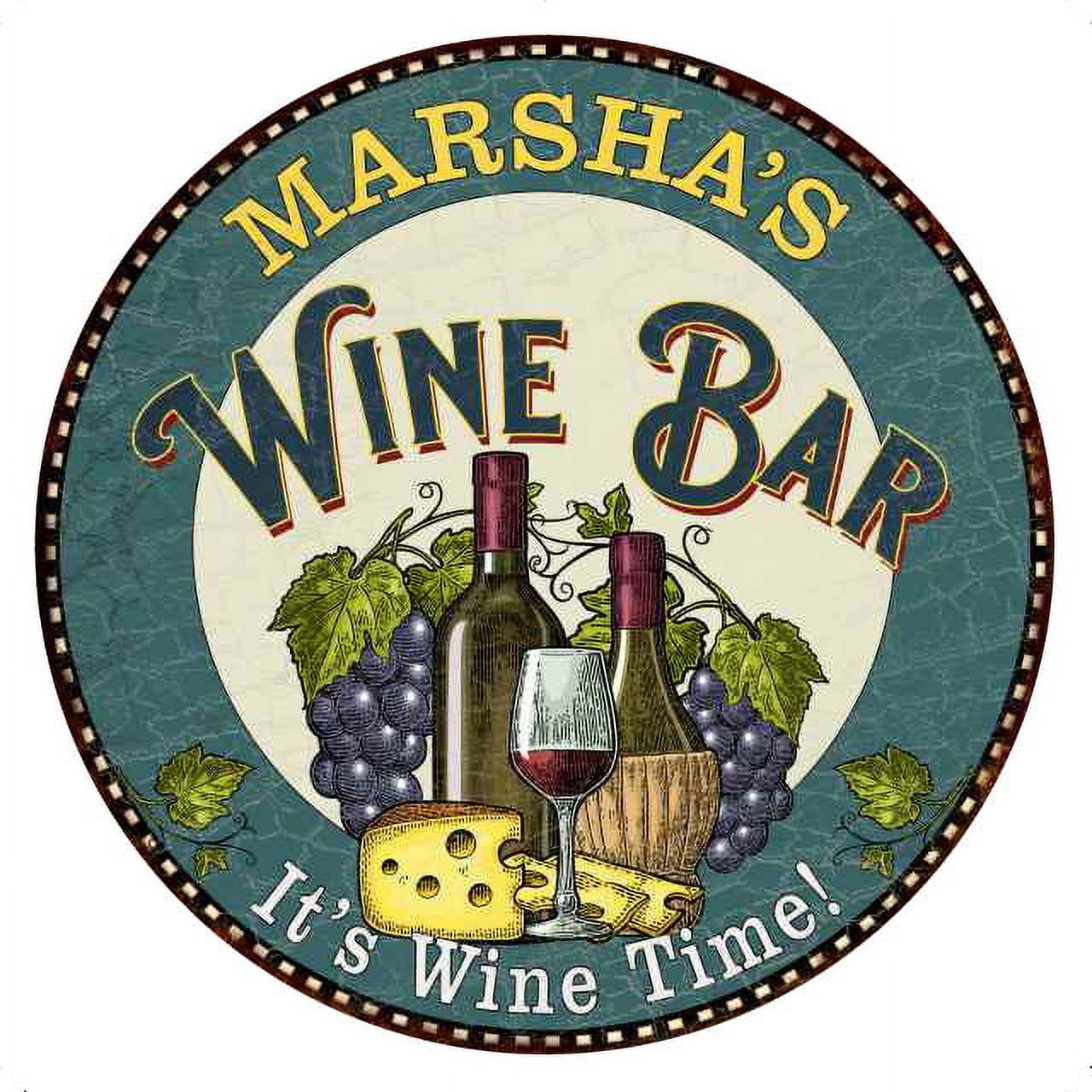MARSHA'S Wine Bar 14" Round Metal Sign Wall Gift 100140043287 - Walmart ...