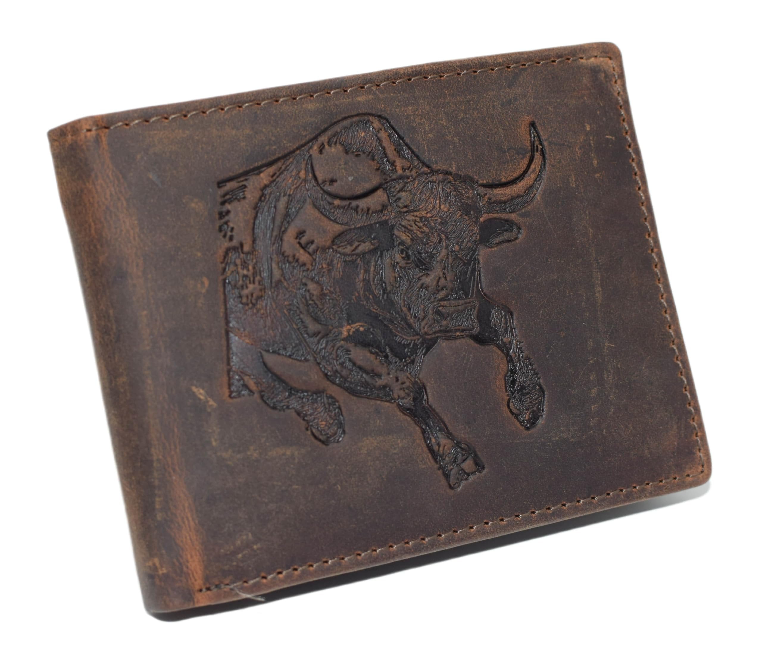 MARSHAL Bifold Western Cowboy Style Men's Vintage Leather Rodeo RFID ...