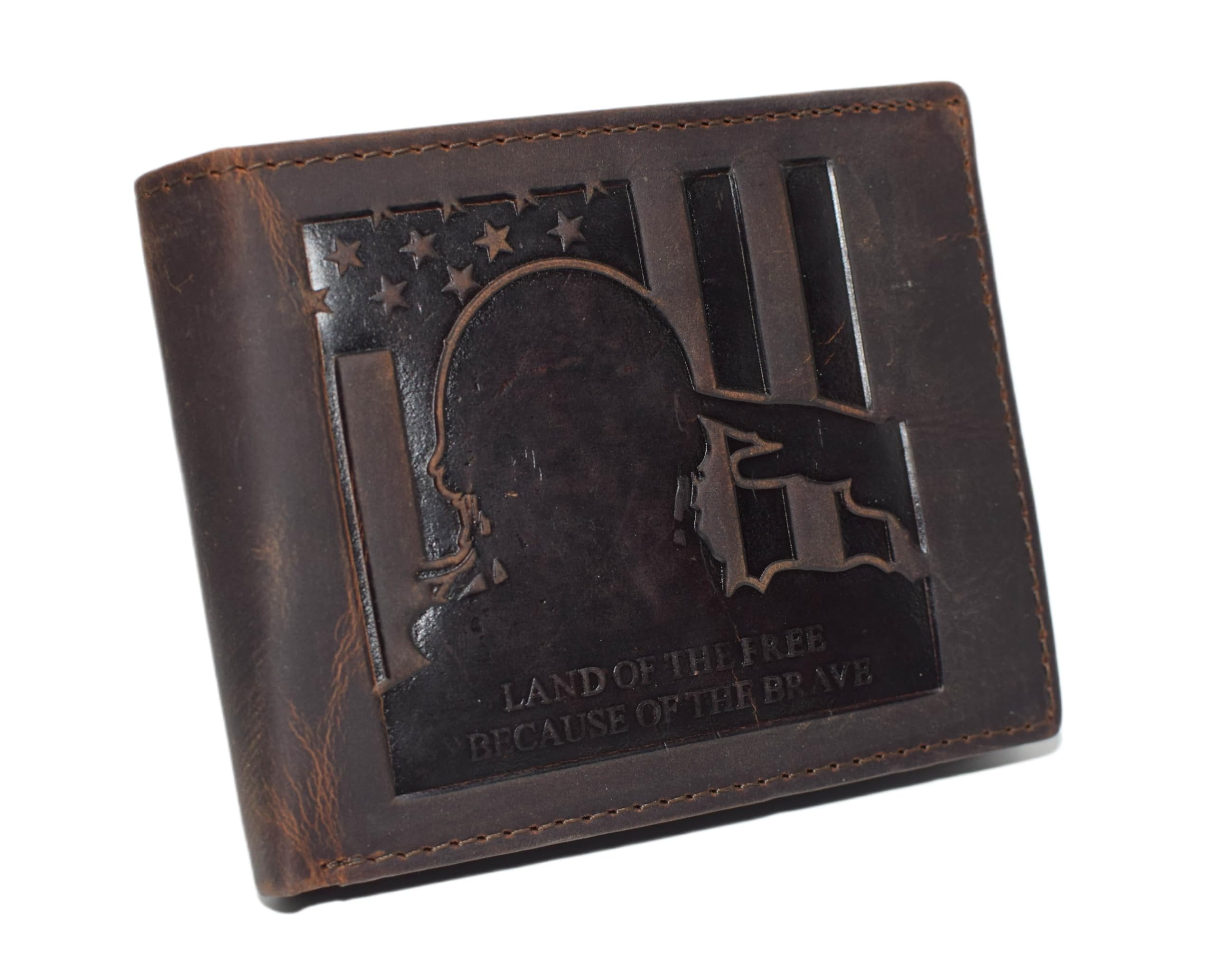 MARSHAL Men's Vintage Genuine Leather RFID Wallet with Military Tribute ...