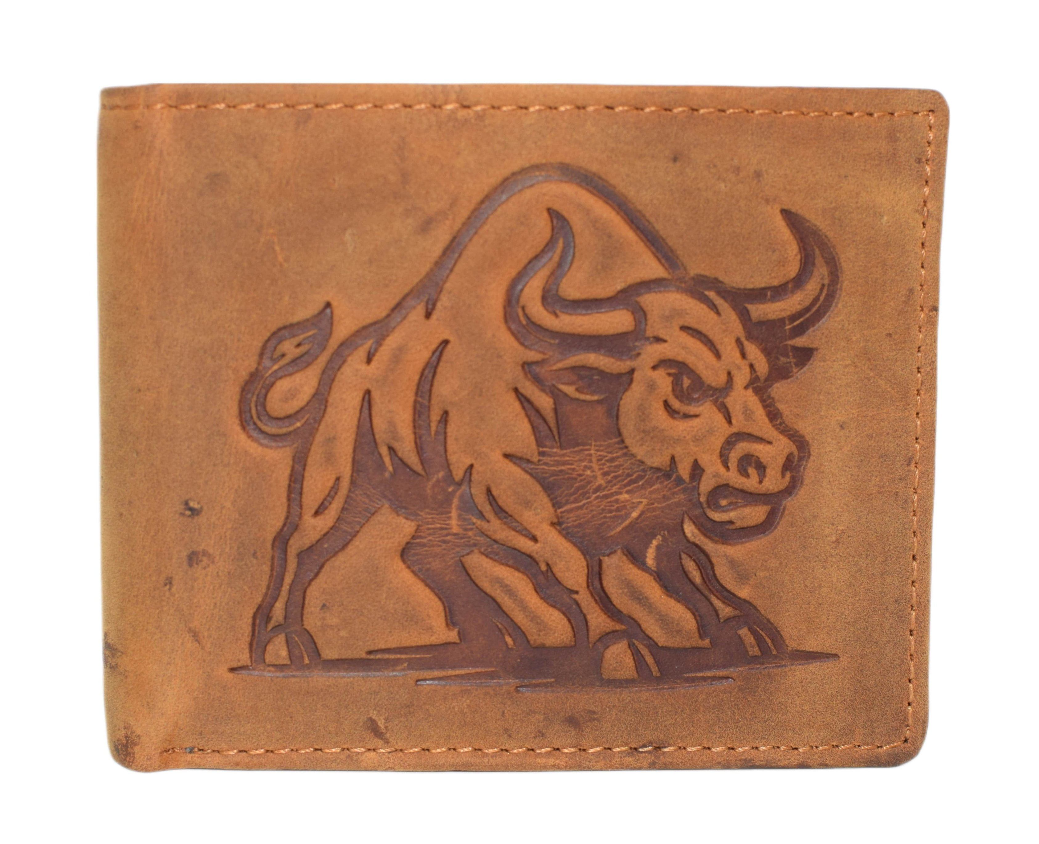 MARSHAL Mens RFID Blocking Leather Western Wallet Cowboy Style Bifold ...