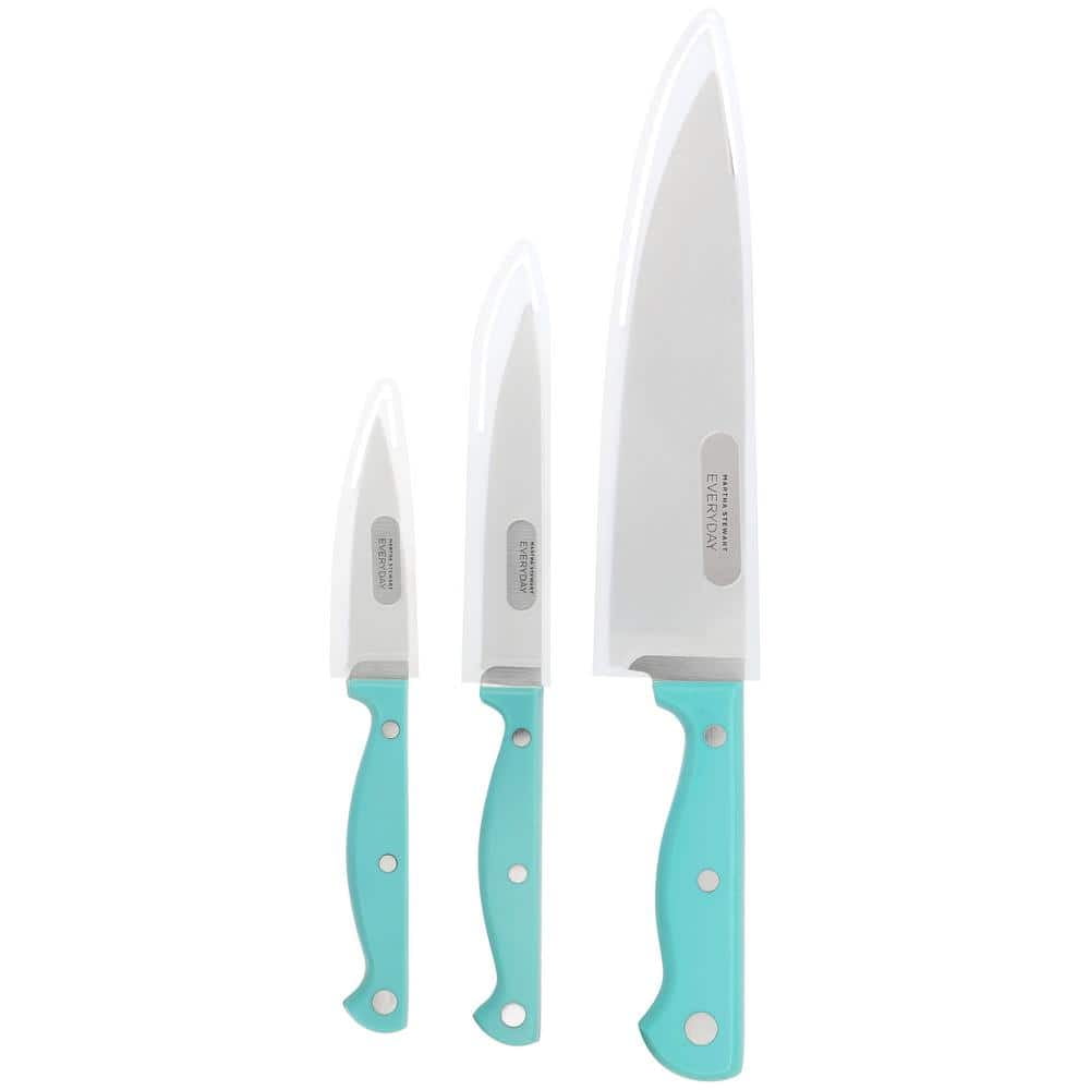 Martha Stewart Everyday Keswick 3 Piece Cutlery and Sheath Set in Teal ...