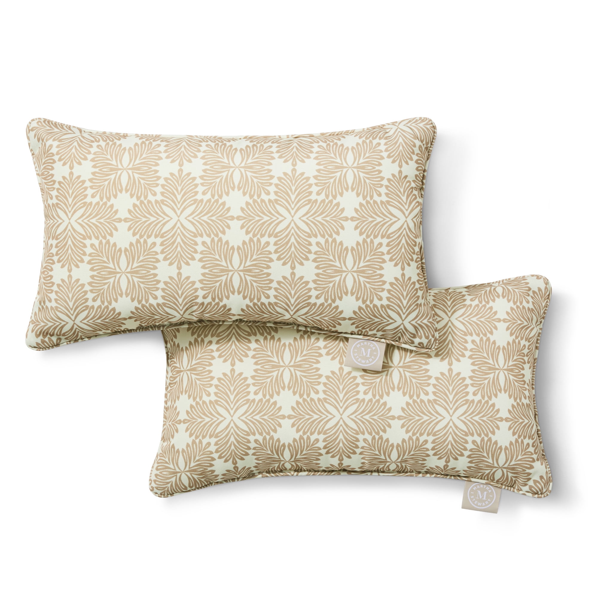 MARTHA STEWART Tulum Indoor Outdoor Decorative Lumbar Pillow 2-Pack Set ...