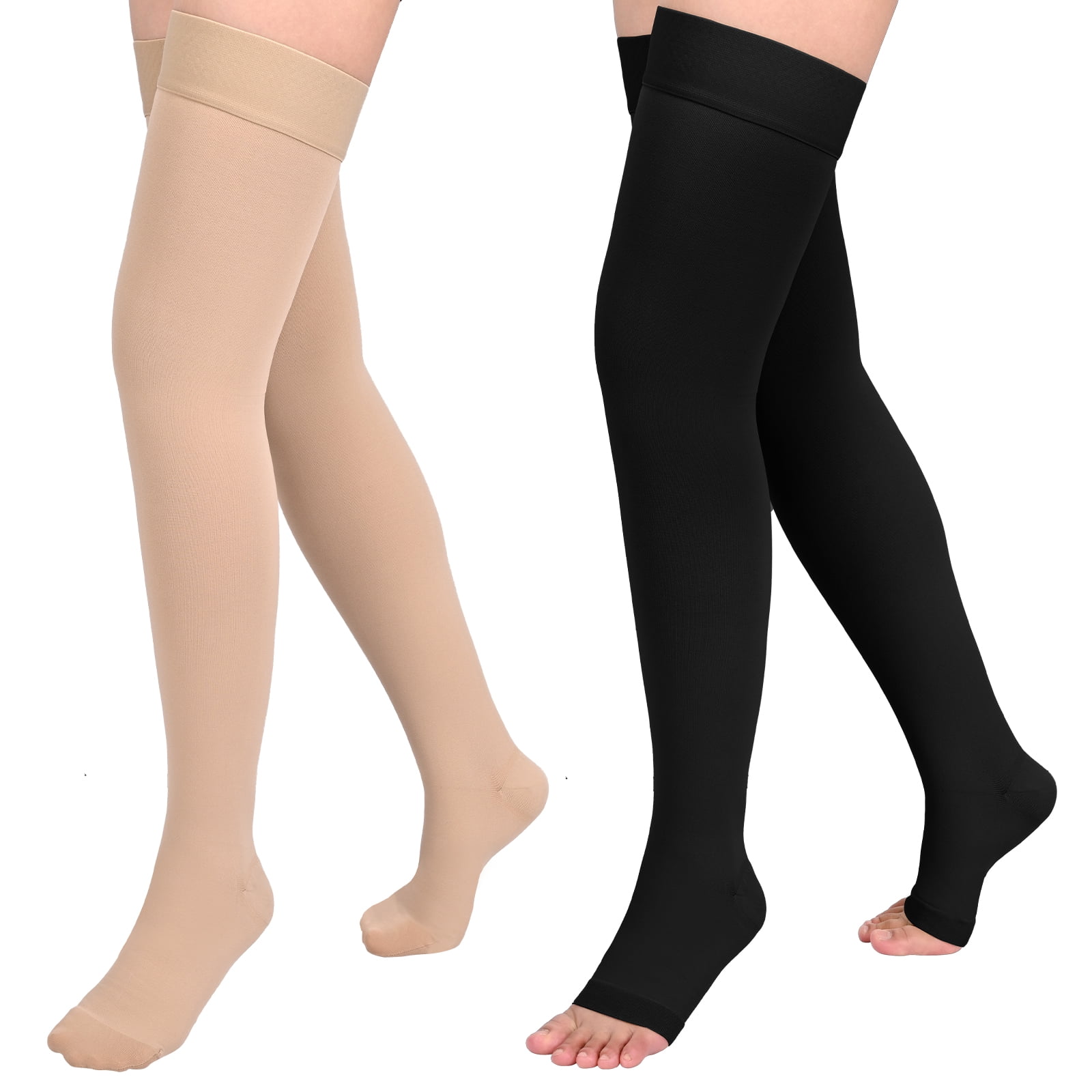 MARTINE MALL 2 Pairs 20-30mmHg Thigh High Compression Stockings for ...