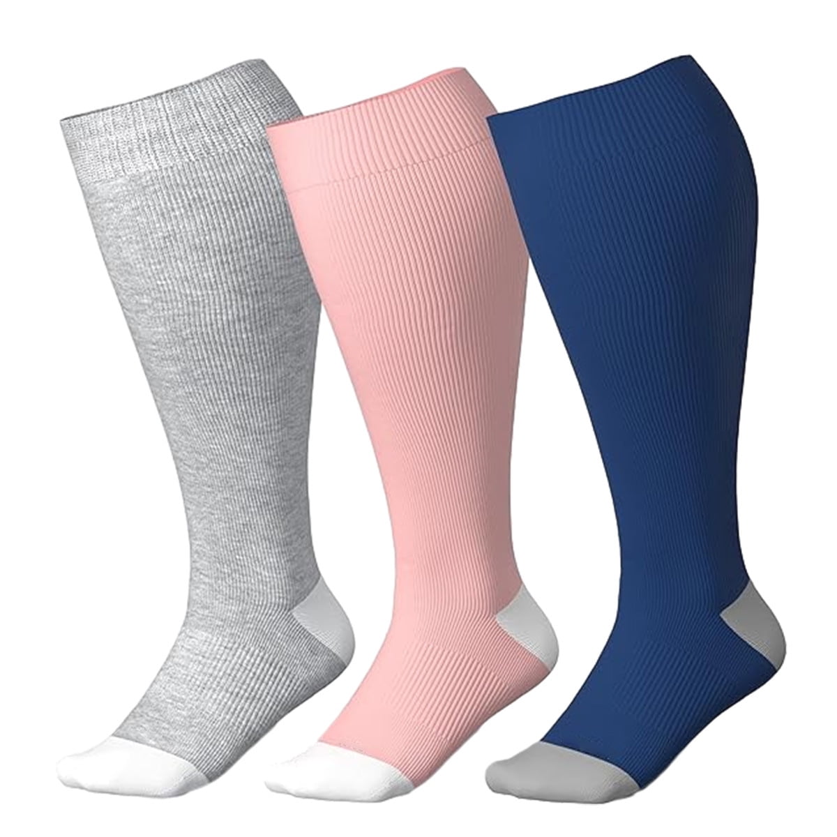 MARTINE MALL 3 Pairs 15-20mmHg Knee High Support Circulation ...