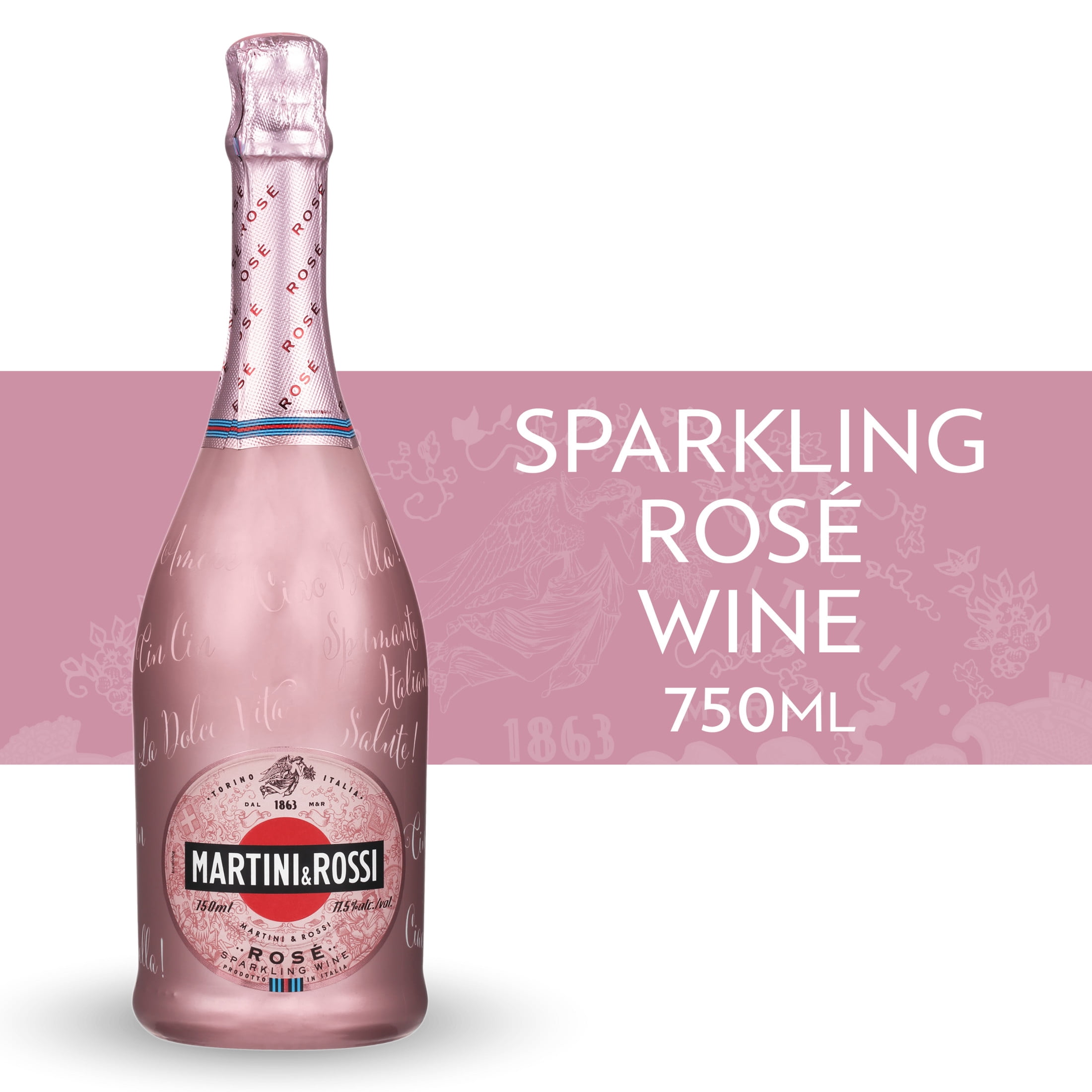 MARTINI & ROSSI Sparkling Rose Wine, 750 mL Sparkling Wine Bottle, ABV ...