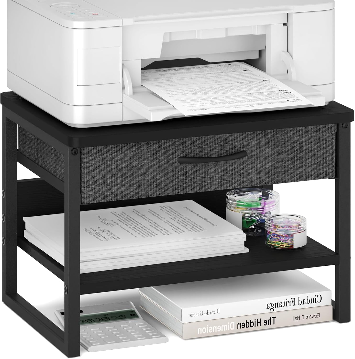 MARTY Printer Stand with Storage for Desk, Desktop Printer Stand Shelf ...
