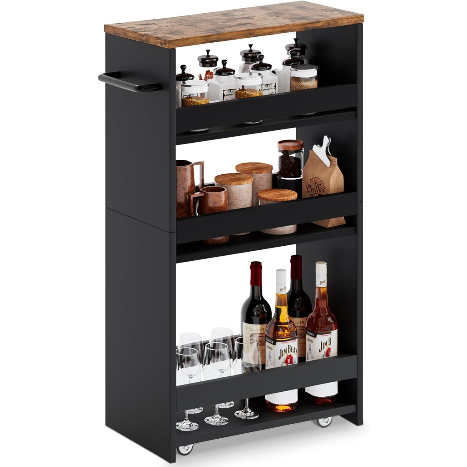 MARTY Rolling Storage Cart 7.9" W, 4-Tier Kitchen Cart with Wheels ...