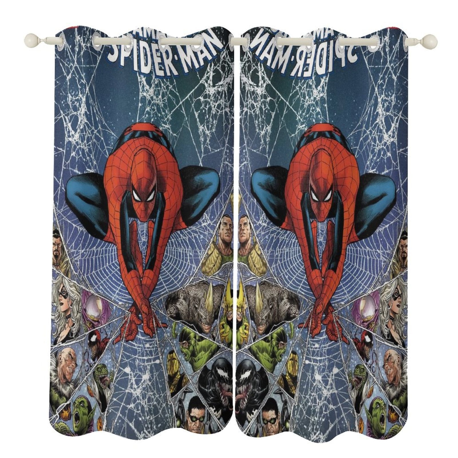 MARVEL-AMAZING SPIDER MAN Kids Curtains 52 X 72 Inch,Cartoon Blackout ...
