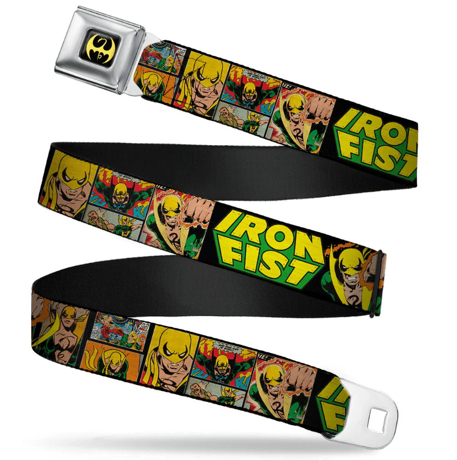 MARVEL COMICS Iron Fist Dragon Logo Seatbelt Belt Action Pose- WMC058 ...